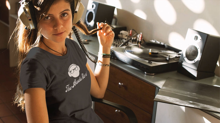 "The Audio Nerd" T-shirt Black w White Lettering